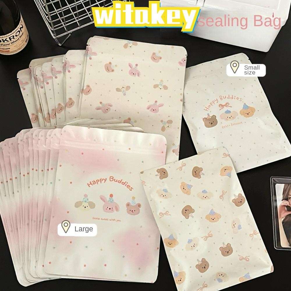 Witakey 20/50 ชิ้นบิสกิตถุงขนม,การ์ตูนสัตว์กาวตนเอง OPP ถุงของขวัญ, พลาสติกน่ารักหมี Kpop การ์ด ...