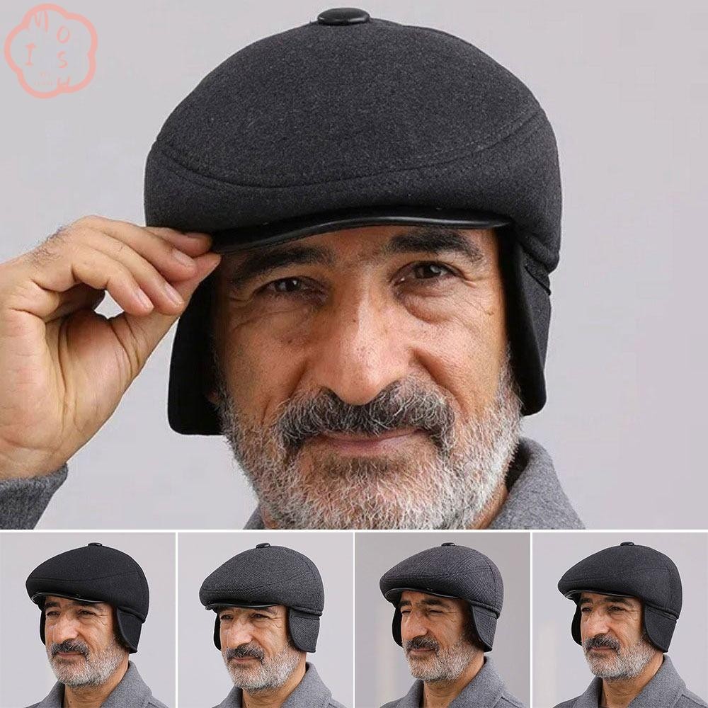 Mioshop Earflap Cap, With Ear Flap Middle Age Men Berets, คุณภาพหนาอุ่น ...