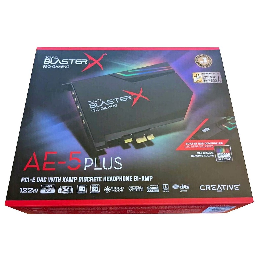 Creative Sound BlasterX AE-5 Plus Hi-res PCI-e Gaming Sound Card (SBX-AE5P-BK), 70SB174000003 ...