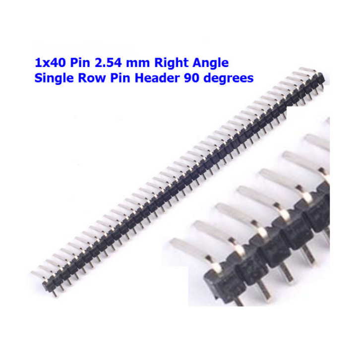 1x40 Pin 2.54 mm Right Angle Single Row Pin Header 90 degrees 40pin ...