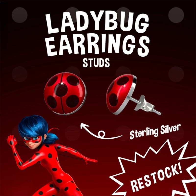 Ladybug Radi Tikki ต่างหูพีชสีชมพู Elf Baoqi ต่างหูอะนิเมะ Merchandise ...