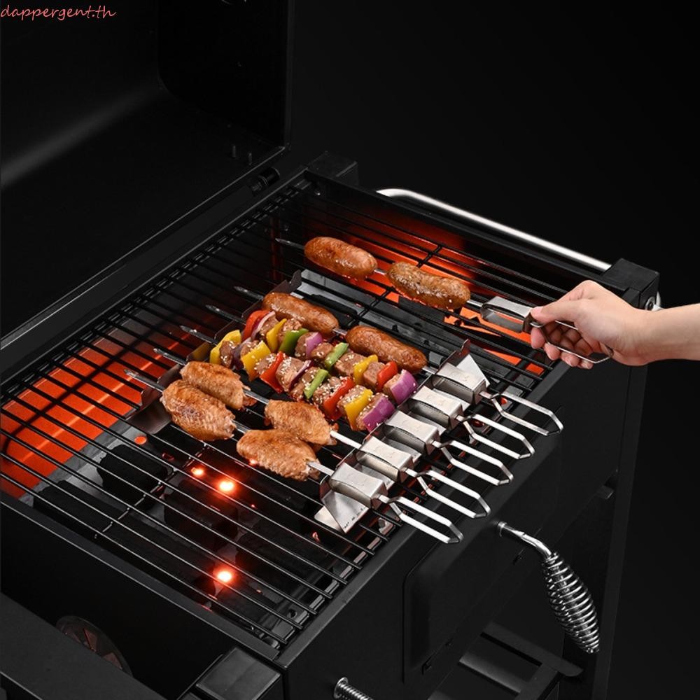 Dappergent 6 ชิ้นย่าง, ปลั๊กบาร์บีคิวแบบกดกึ่งอัตโนมัติ, อุปกรณ์ย่างสแตนเลสแบบใช้ซ้ําได้ ...