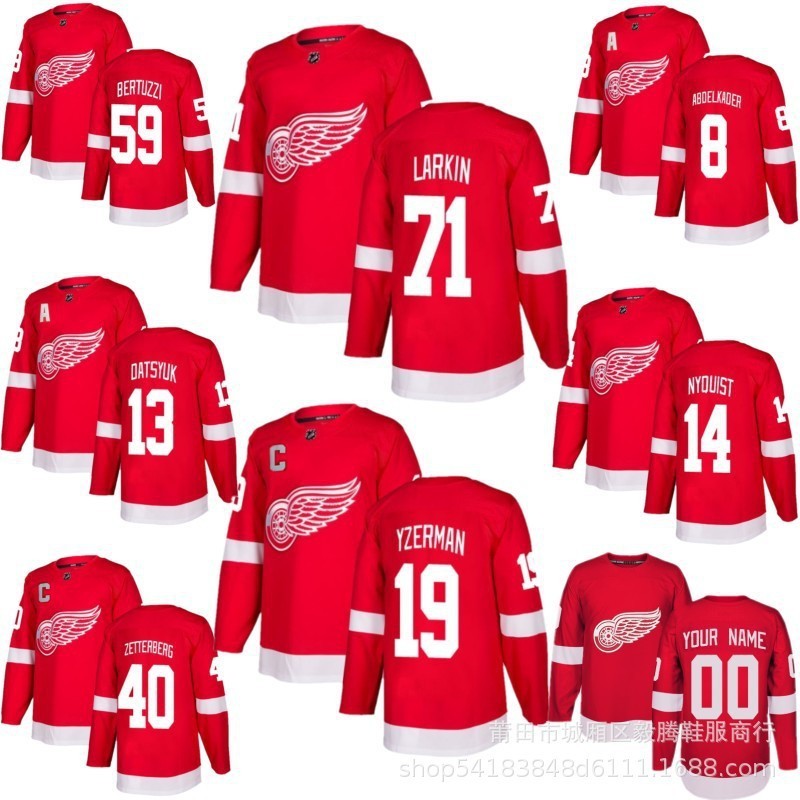 เสื้อกีฬาแขนสั้น ลายทีมฮอกกี้ Nhl 13 Datsyuk 14 Nyquist 71 Larkin ...