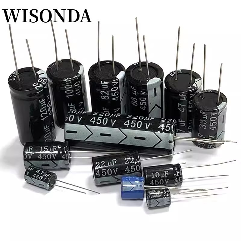 5pcs 450V อลูมิเนียม Electrolytic Capacitor 1UF 2.2UF 3.3UF 4.7UF 10UF 22UF 33UF 47UF 68UF 82UF ...