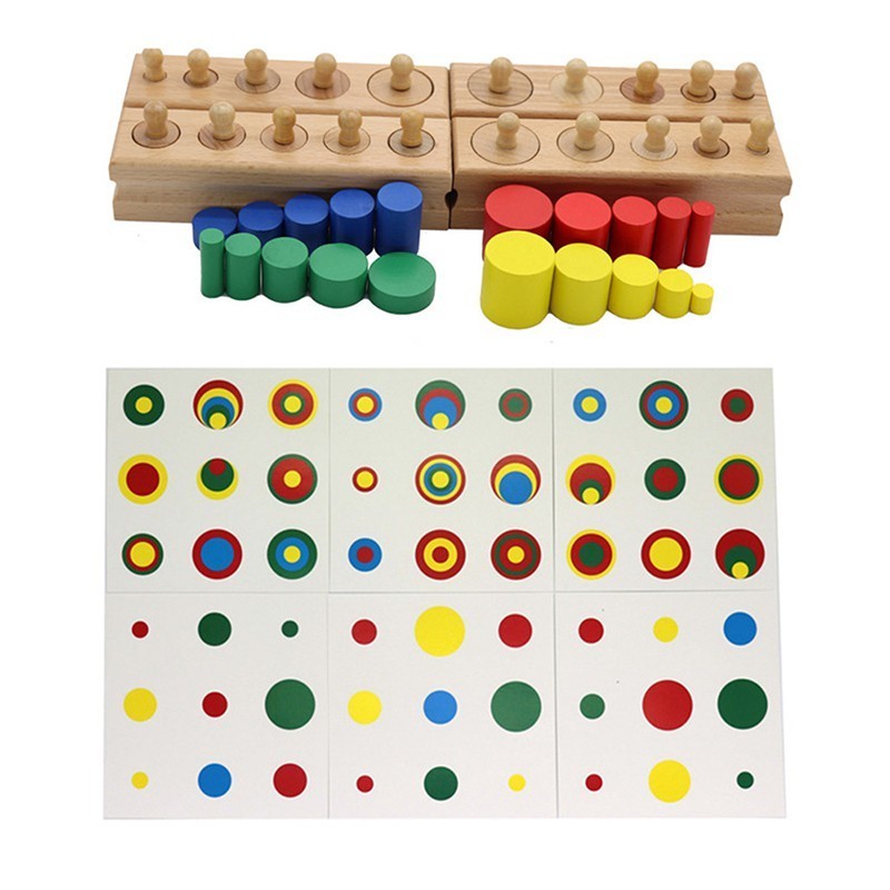 Kids Montessori Wooden Toys Educational Colorful Cylinder Socket Toy ...