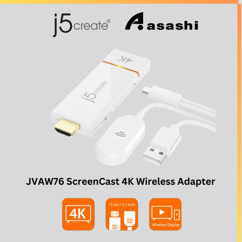 J5create JVAW76 ScreenCast 4K อะแดปเตอร์แปลงไฟไร้สาย | Shopee Thailand