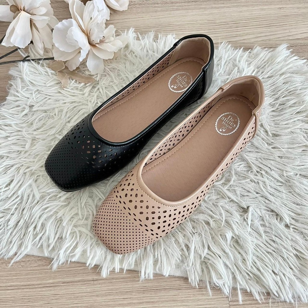 SudaSelect: รองเท้าคัตชูหัวมน ส้นแบน หนังเจาะฉลุ รหัส670152 | Shopee ...