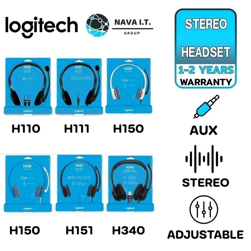 🛵มีส่งด่วน💨 LOGITECH H110/ H111/ H150 ขาว /H150 ฟ้า/ H151/ H340 ชุดหู ...