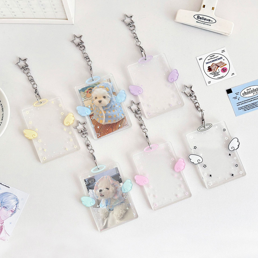 Wings Star Card Case Photo Holder เครื่องเขียนอะคริลิค Photocard น่ารัก 3 นิ้ว DIY INS สไตล์ ...