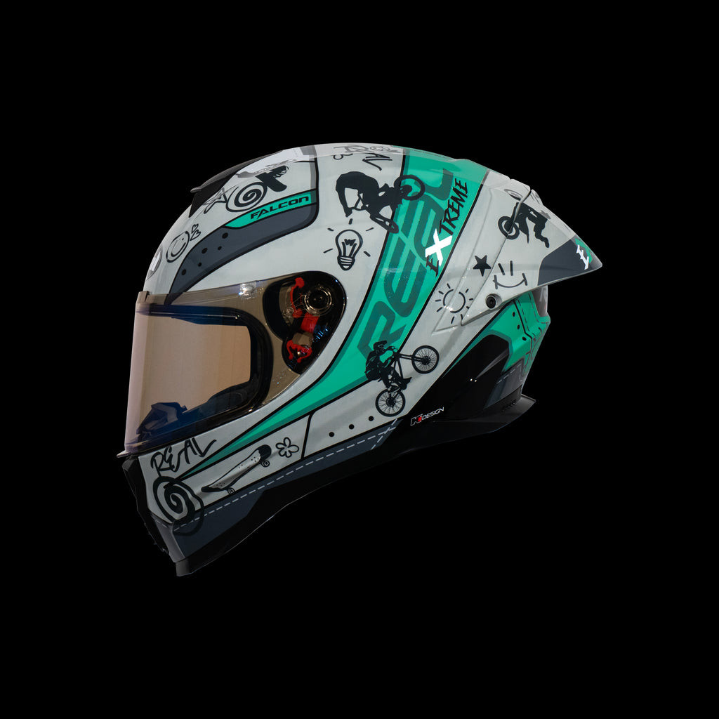 หมวกกันน็อค REAL Helmet Falcon Extreme เทาเขียว | Shopee Thailand