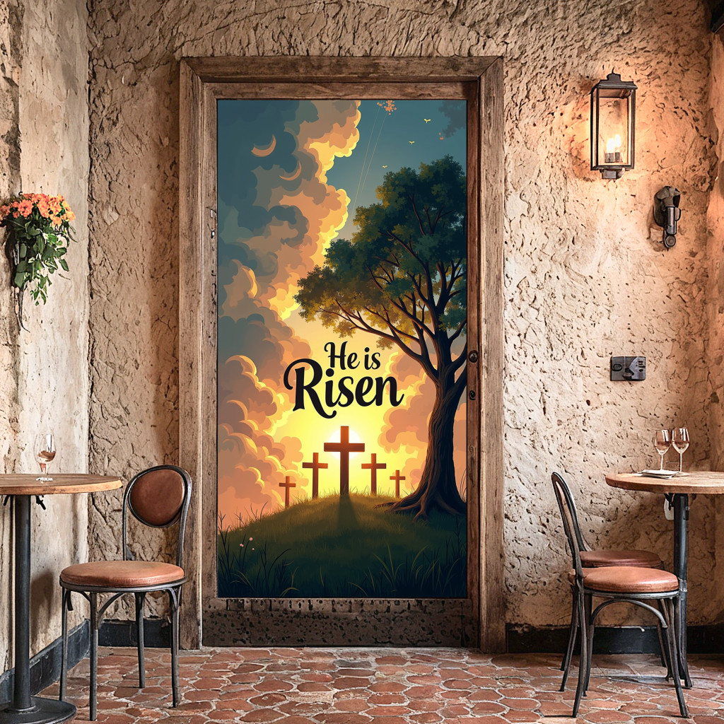 Christian แบนเนอร์อีสเตอร์ Resurr He is Risen ฉากหลังตกแต่งทางศาสนา ...