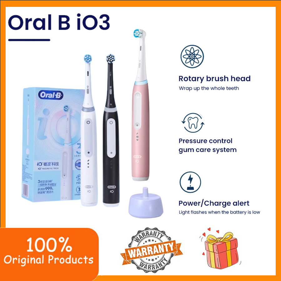 Oral-B iO3 Series แปรงสีฟันไฟฟ้าแบบพกพาหมุนทําความสะอาดช่องปากอัจฉริยะแปรงคลื่นแม่เหล็ก | Shopee ...