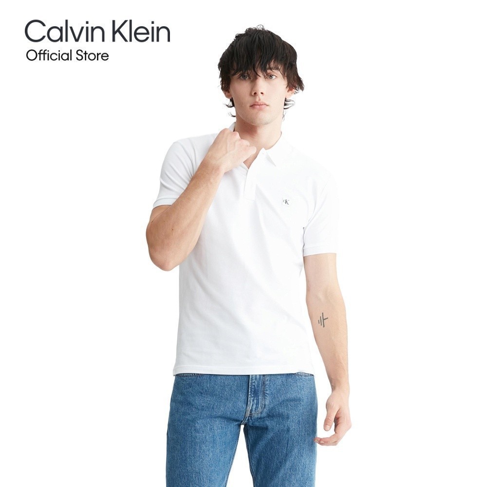CALVIN KLEIN เสื้อโปโลผู้ชาย ทรง Slim รุ่น J324246 YAF - สีขาว | Shopee ...