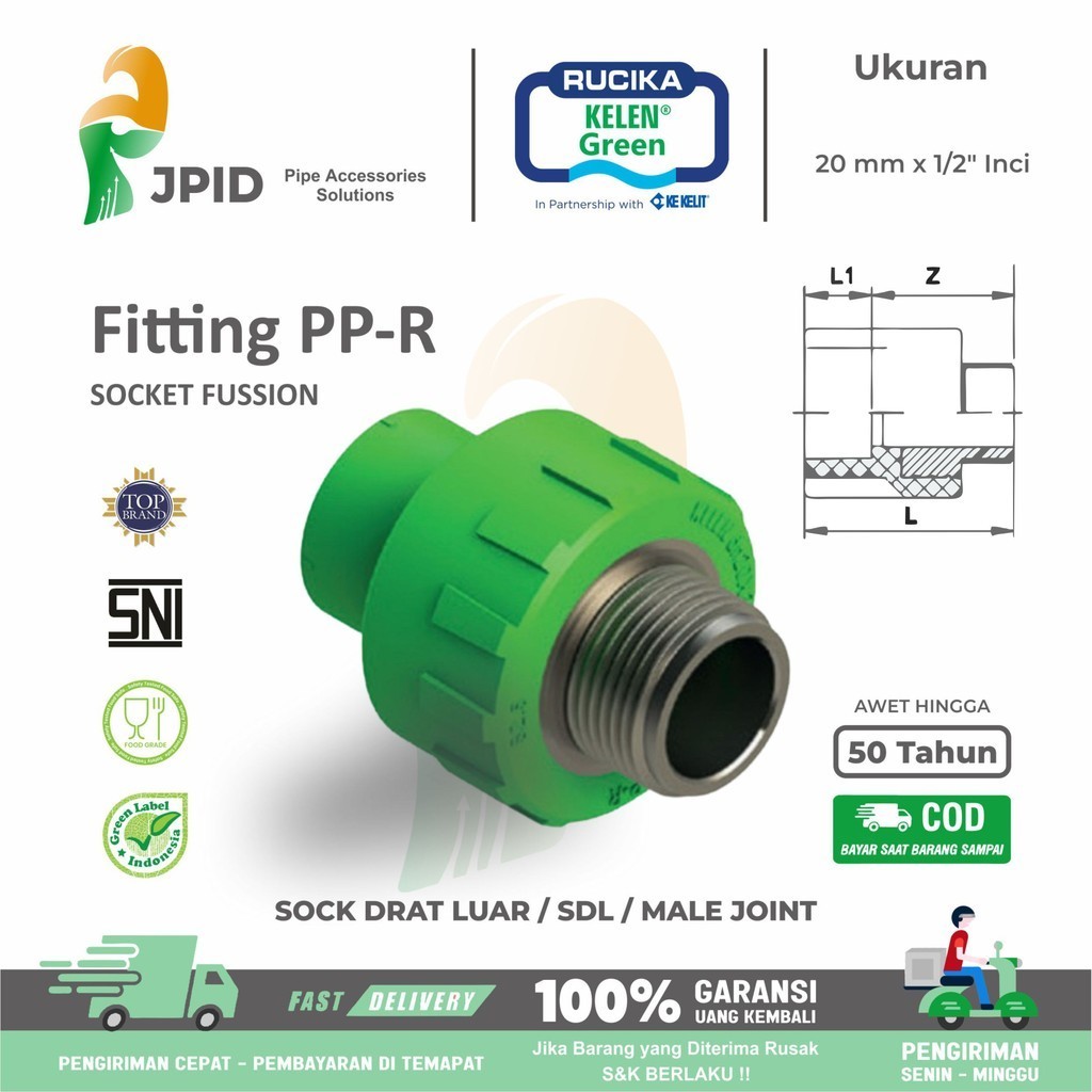 อุปกรณ์ฟิตติ้งข้อต่อเกลียวตัวผู้ Ppr 20 มม. x 1/2" | Sdl PPL 20 mm x 1/ ...