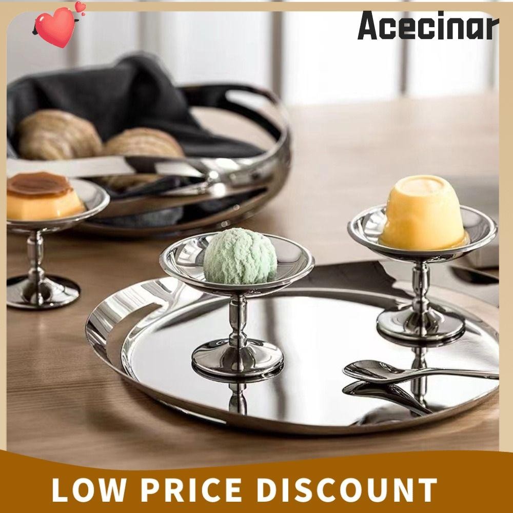 Acecinar ถ้วยไอศกรีม ถ้วยขนมหวาน สเตนเลส 304 200 มล. สีเงิน ป้องกันสนิม ...