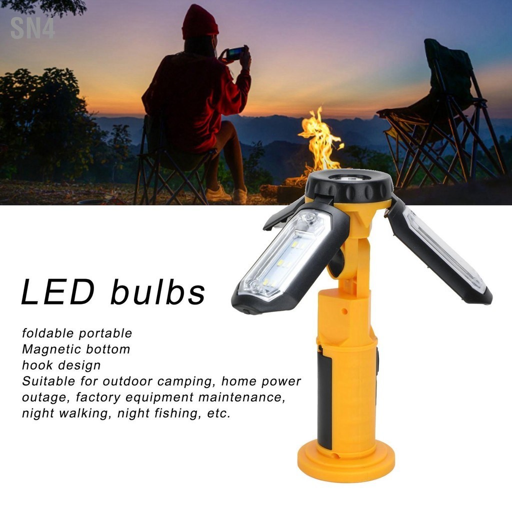 SN4 ไฟทำงานแบบพับได้ USB แบตเตอรี่แบบชาร์จไฟได้ขับเคลื่อน 2 สีไฟซ่อมไฟฉุกเฉินสำหรับตั้งแคมป์ ...