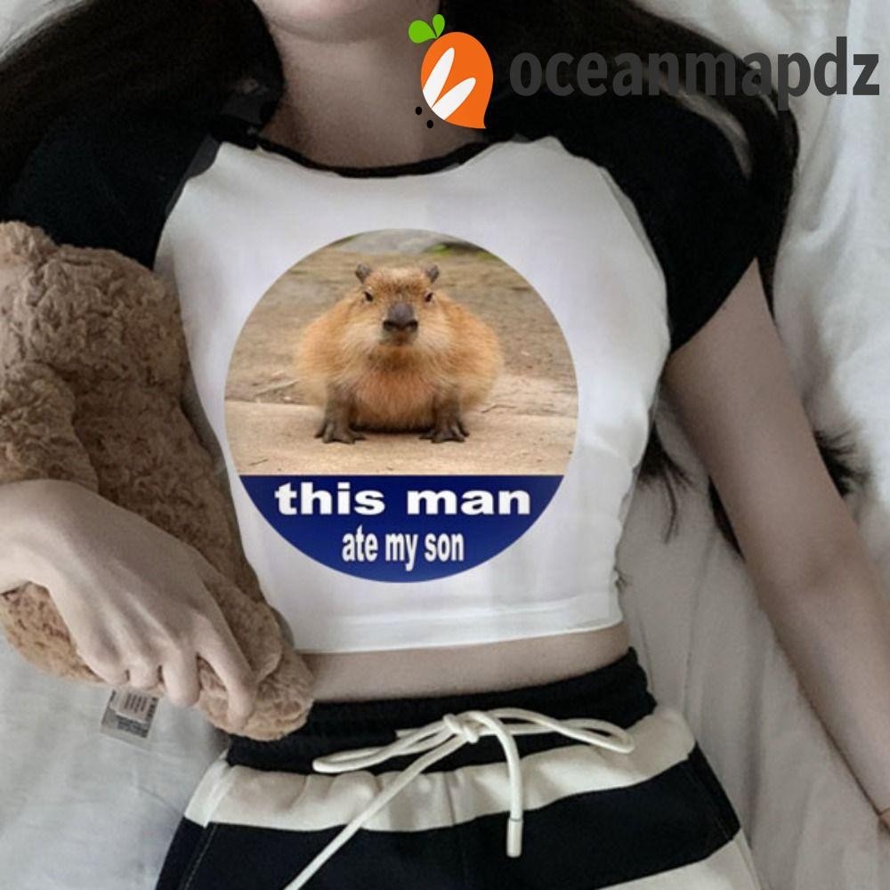 Oceanmapdz Y2K Capybara Crop Tops, ตัวอักษรสัตว ์ Capybara พิมพ ์ ถัง Top, แฟชั ่ นผู ้ หญิงเสื ...