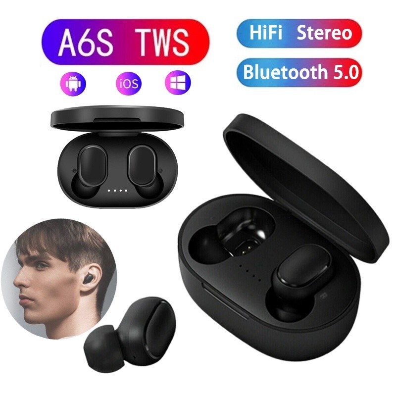 A6S TWS Airdots หูฟังไร้สายบลูทูธ 5.0 สําหรับ Xiaomi Redmi HIFI Dtereo Delay | Shopee Thailand