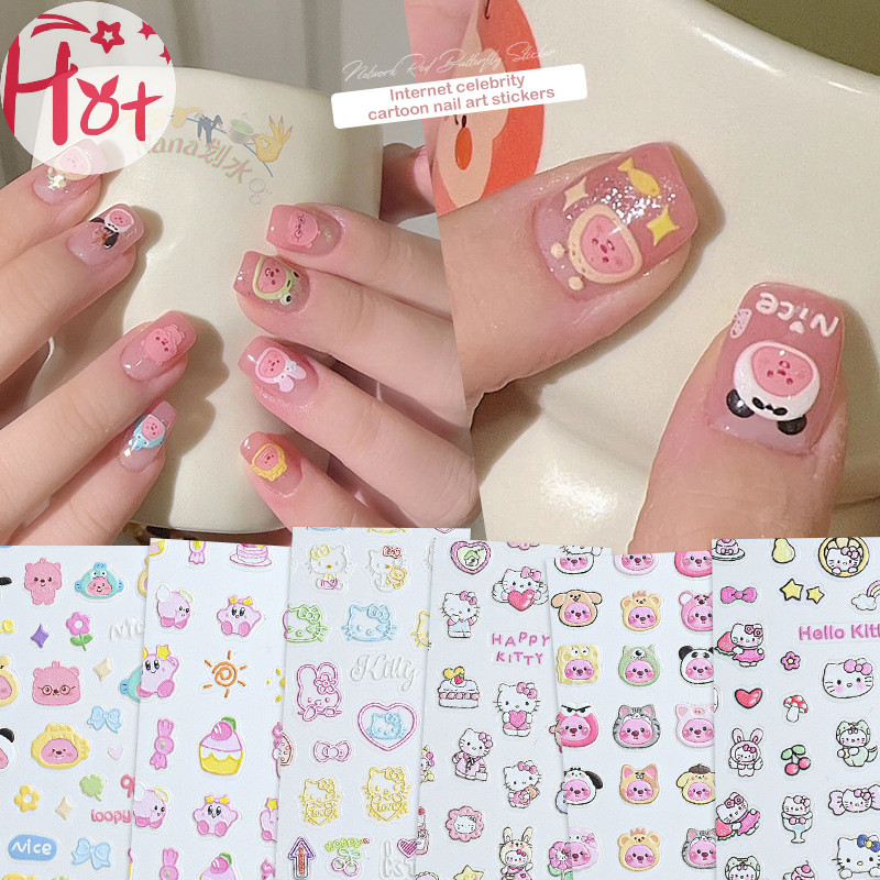 Ge สมจริงบรรเทาเล็บสติกเกอร์การ์ตูน Little Beaver Kitty Nail Art Decal ...