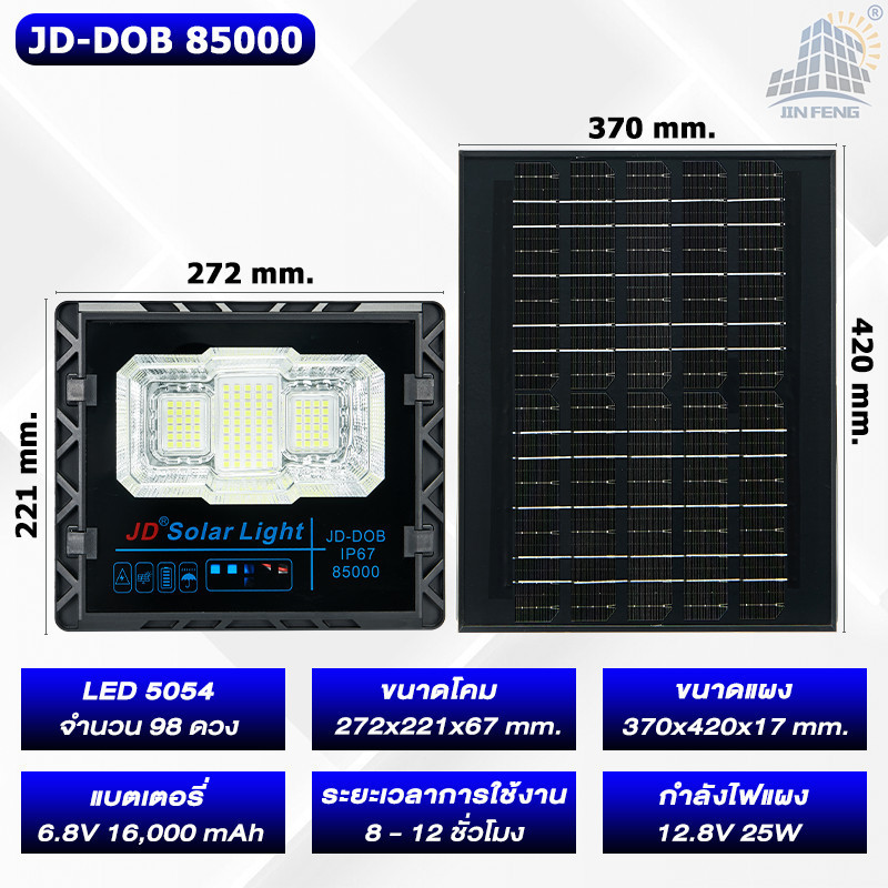JD Solar lights IP67 300W 500W 800W 1000W ไฟโซล่าเซลล์ โคมไฟโซล่าเซล JD ...