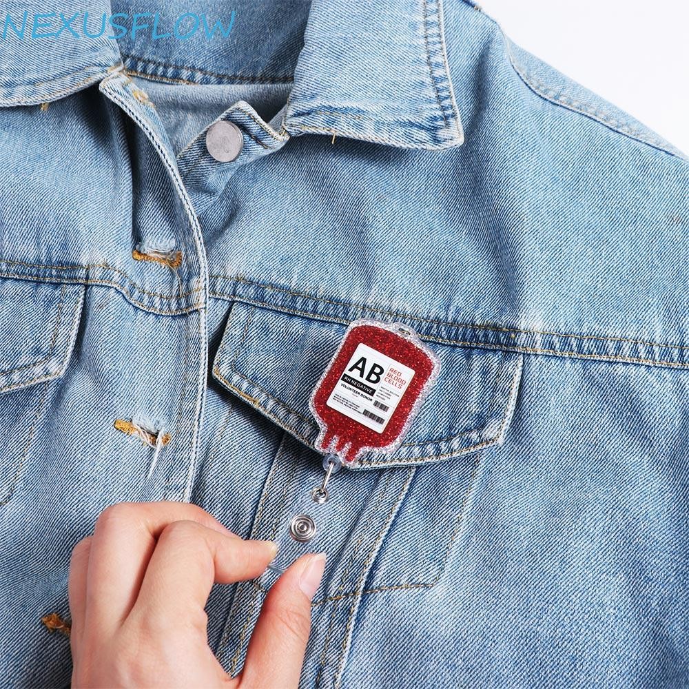 Nexusflow เลือดประเภทกระเป๋าคลิปรูปร่าง, ABS พยาบาลพวงกุญแจ Retractable Badge Reel, ID Tag ...