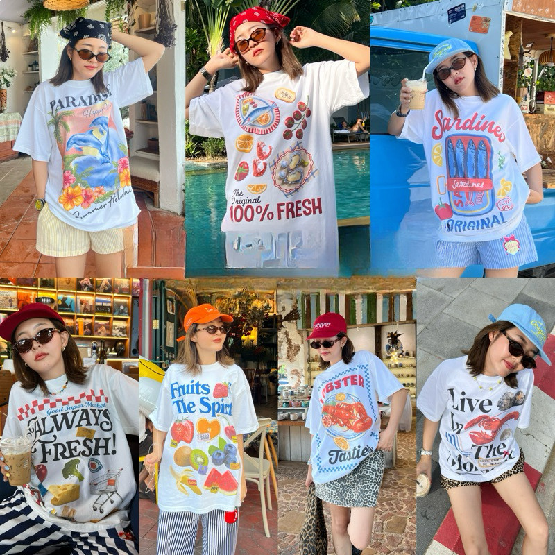 (ของพร้อมส่ง ส่งใน 24 ชั่วโมง)BOOM Shopee SUMMER TEE OVERSIZE ผ้าฟอก ...