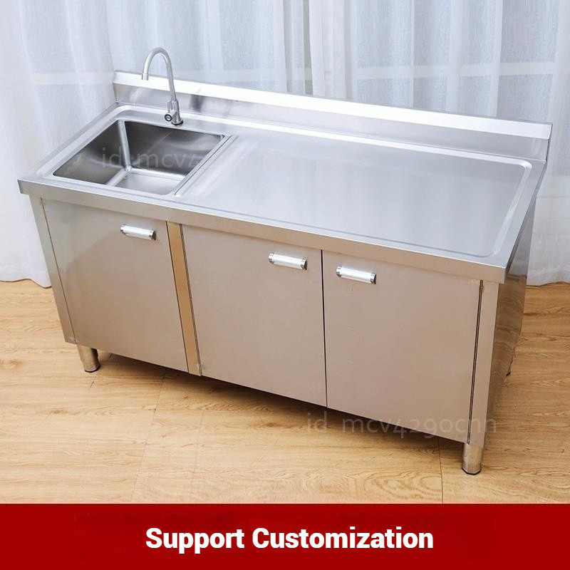 Stainless Steel Simple Sink Wash Basin Kitchen Vegetable Flat Cabinet ...