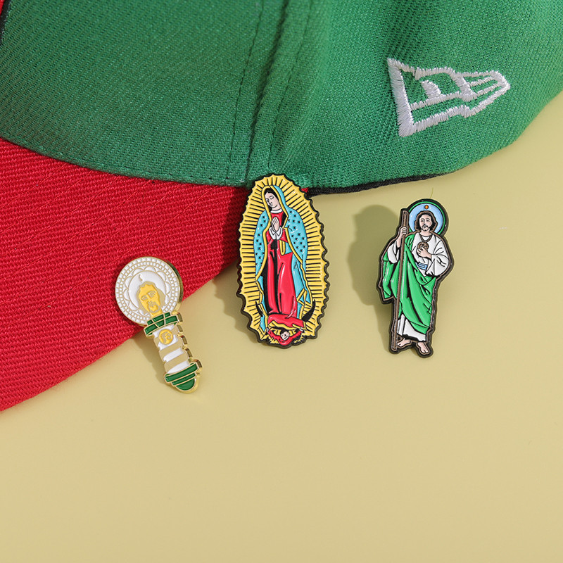 New Era Hat Pins โลหะเม็กซิกัน New Era การ์ตูน Pins Virgin Mary Vintage ...