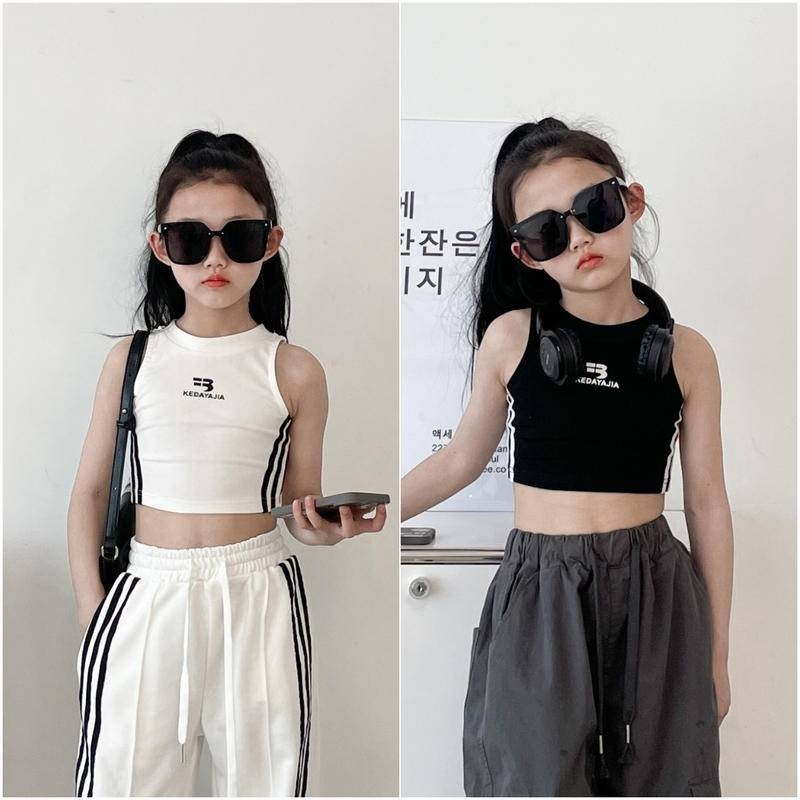 [KeDaYa] พร้อมส่ง เสื้อแท็งค์ท็อปสำหรับเด็กหญิง, เสื้อยืดสไตล์อเมริกัน ...