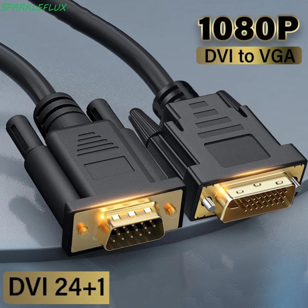 Sparkleflux Dvi 24+1 ถึง Vga Cable, Video Converter 15-pin Vga Dvi เป็น ...