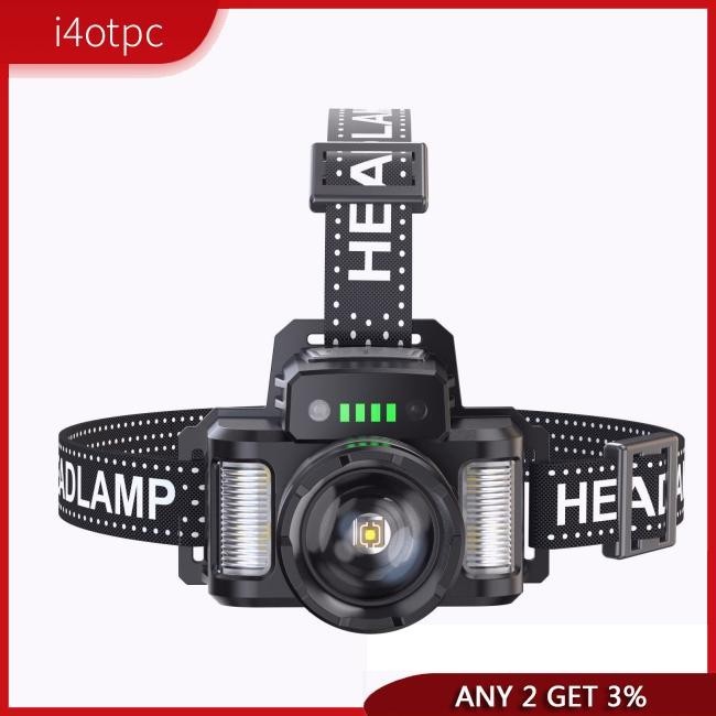 I4otpc ไฟหน ้ า LED แบบชาร ์ จไฟได ้ Super Bright หัวไฟท ่ าทาง Sensing Zoomable แถบคาดศีรษะโคม ...