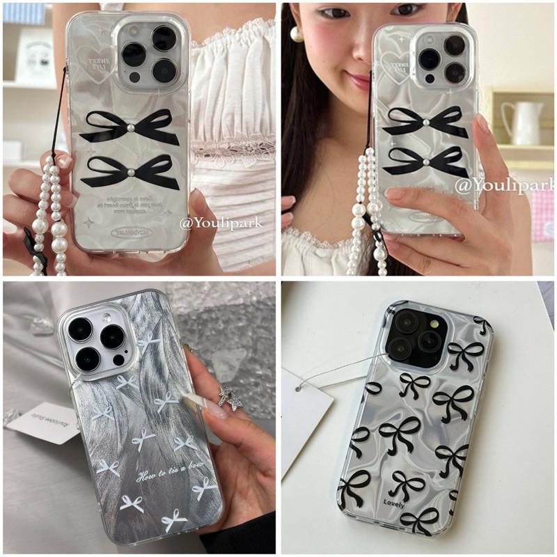 Lty RIBBON MOTIF CASE IPHONE 11 12 13 14 15 16 PRO MAX 14 15 PLUS ...