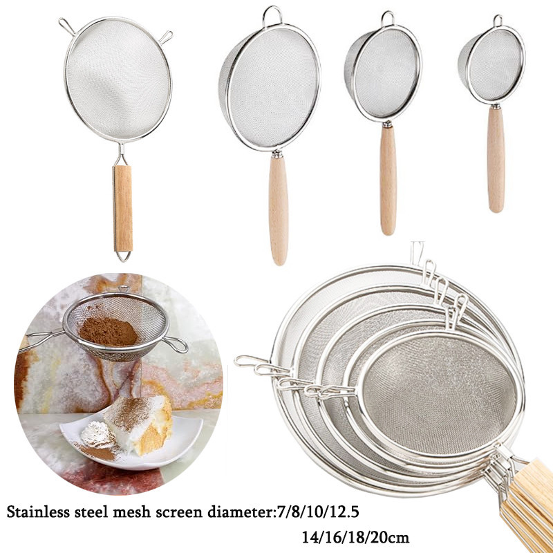 1Pce Stainlesss Steel Fine Mesh Strainer Set Versatile Long-Handle ...