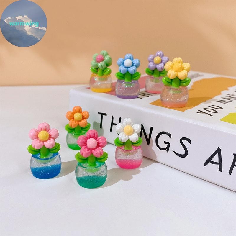 Warmwing 2 ชิ้น Luminous ดอกไม้กระถางต้นไม้เครื่องประดับ Micro Garden ภูมิทัศน์ตกแต่ง DIY เรซิ่น ...
