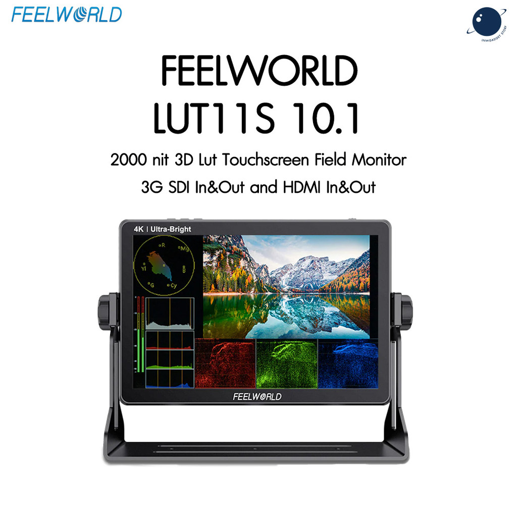 FEELWORLD LUT11S 10.1" 2000nit 3D Lut Touchscreen Field Monitor, HDMI & 3G-SDI Inputs & Loop ...