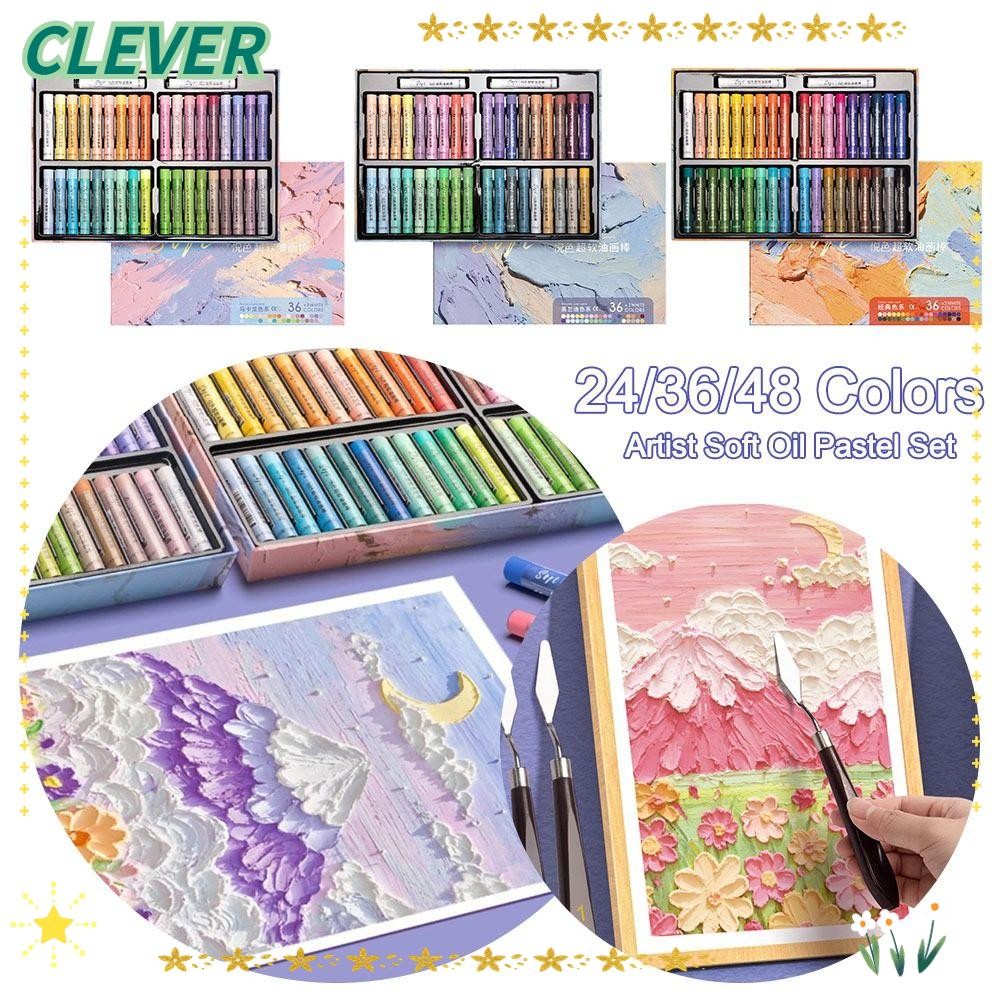 Clever Artist Soft Oil Pastel Set, 24/36/48 สีความปลอดภัยภาพวาดดินสอสี ...