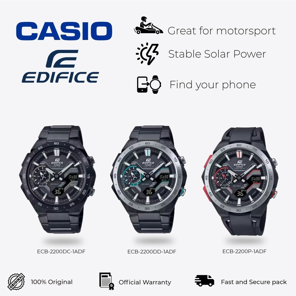 Edifice ECB-2200 นาฬิกาสปอร์ตสแตนเลสผู้ชายนาฬิกา V789 | Shopee Thailand