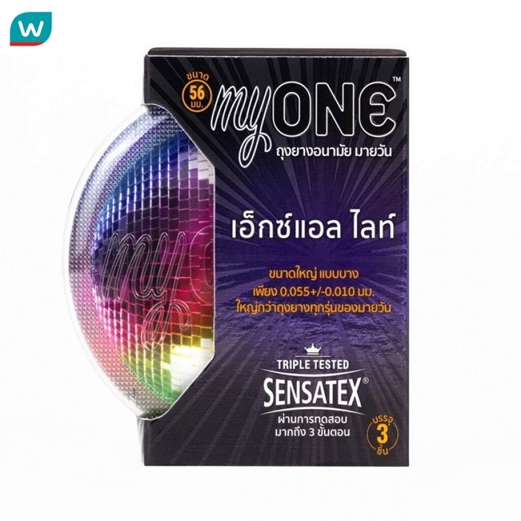 myONE ถุงยางอนามัย มายวัน เอ็กซ์แอล ไลท์ ขนาด 56 มม. 3 ชิ้น/กล่อง | Shopee Thailand