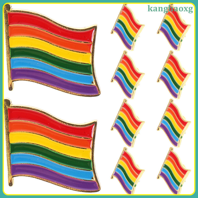 10 ชิ้น Rainbow Flag เข็มกลัดเหล็ก Stoving เคลือบเงาเสื้อผ้า Decor เข็ม ...