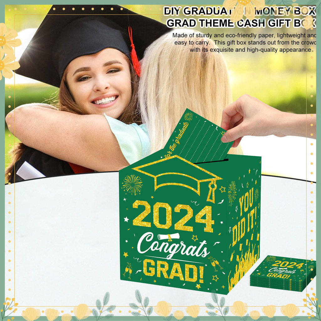 Ye-graduation Card ผู้ถือกล่อง Congrats Grad กระดาษแข็งพับได้ตกแต่ง ...