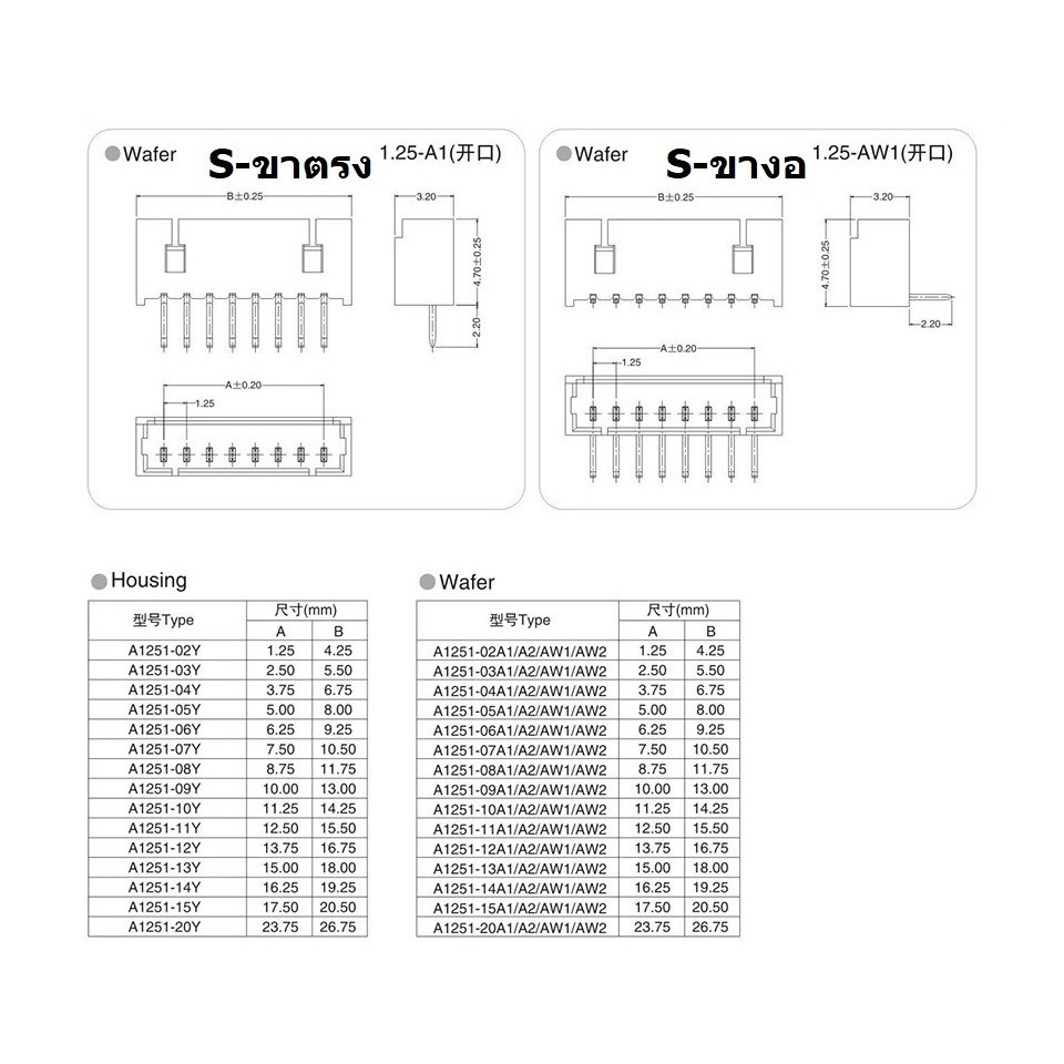 JST Plug Connector ปลั๊ก หัวต่อ ซ็อคเก็ต Socket หมุดต่อสาย Crimp Terminal รุ่น Micro JST1.25 ...