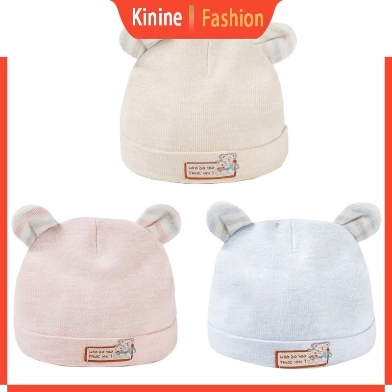 Kin ทารกสีทึบ Bonnet นุ่มโรงพยาบาลหมวก Nightcap เด็กหูหมีน่ารักหมวก ...