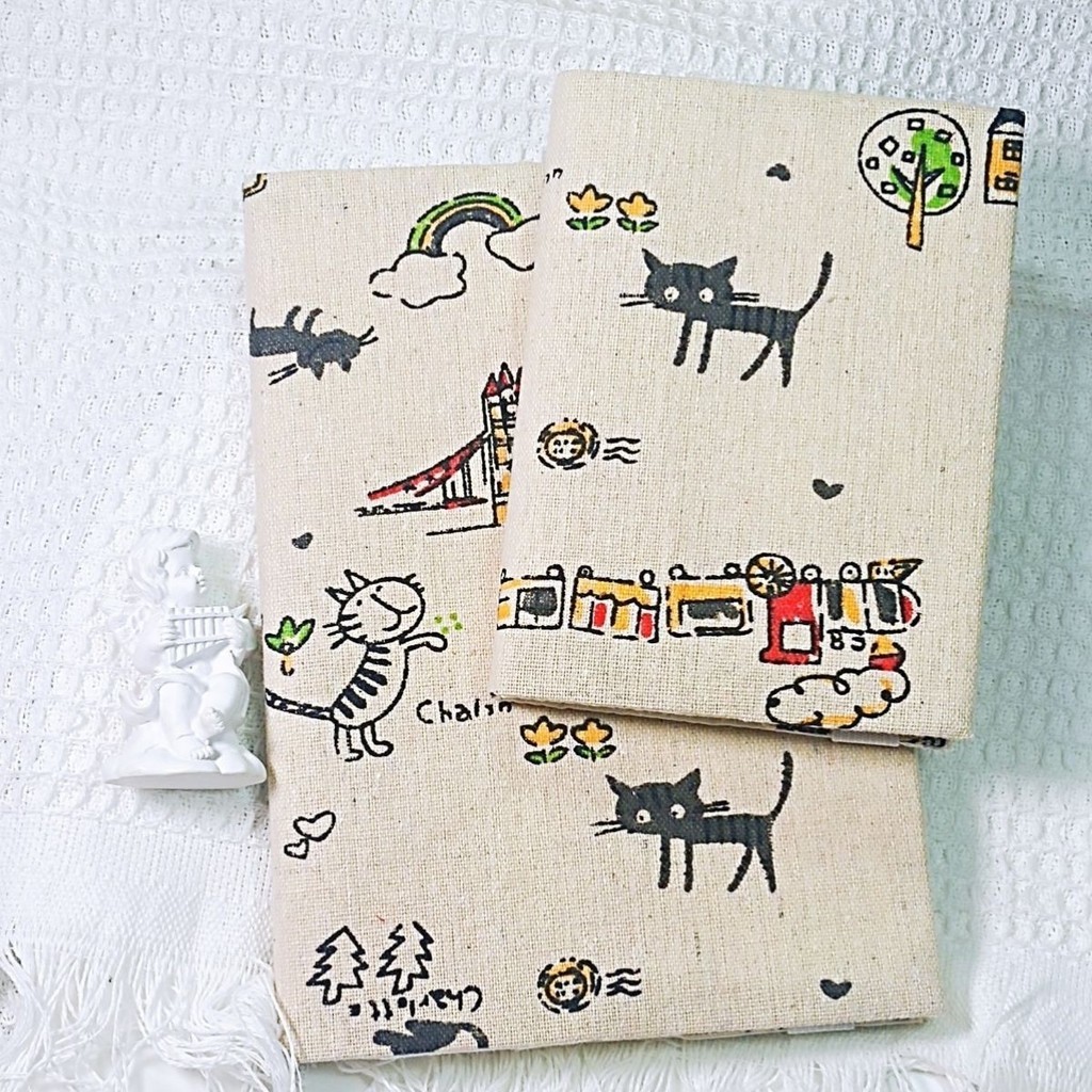 Cat Paradise Fabric Book Jacket A5 A6 Bookbook Cover ปกหนังสือแบบปรับ ...
