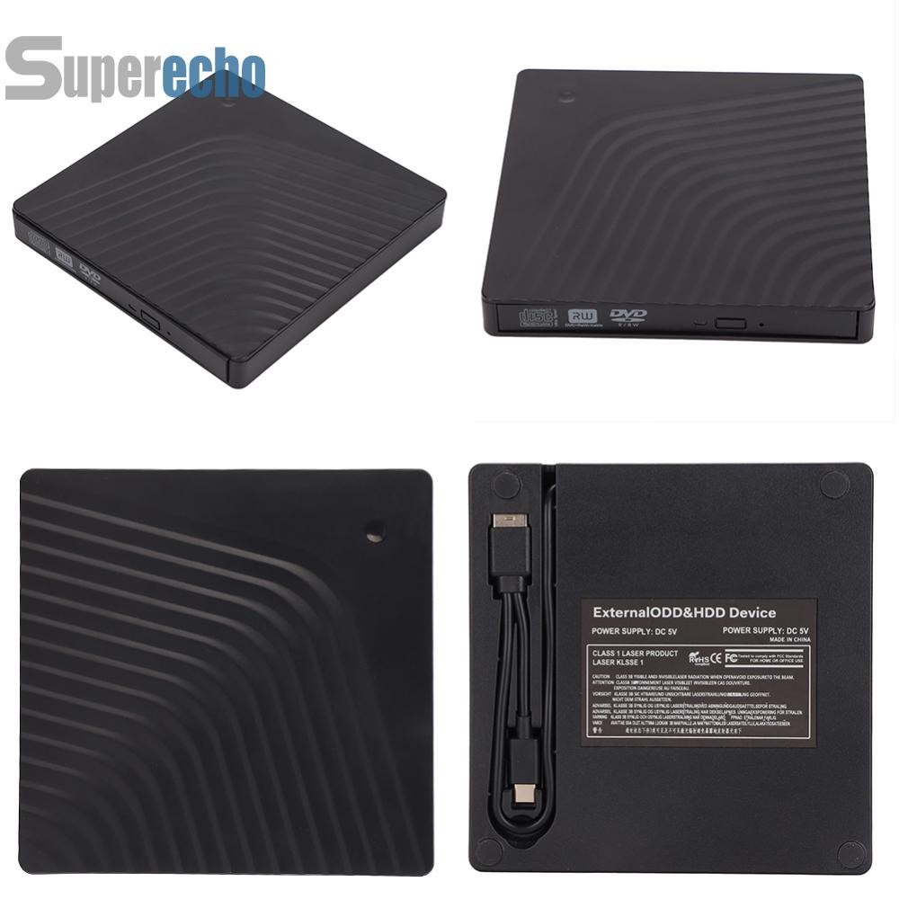 Slim External CD DVD RW Drive USB 3.1+Type-C Writer Burner Player ...