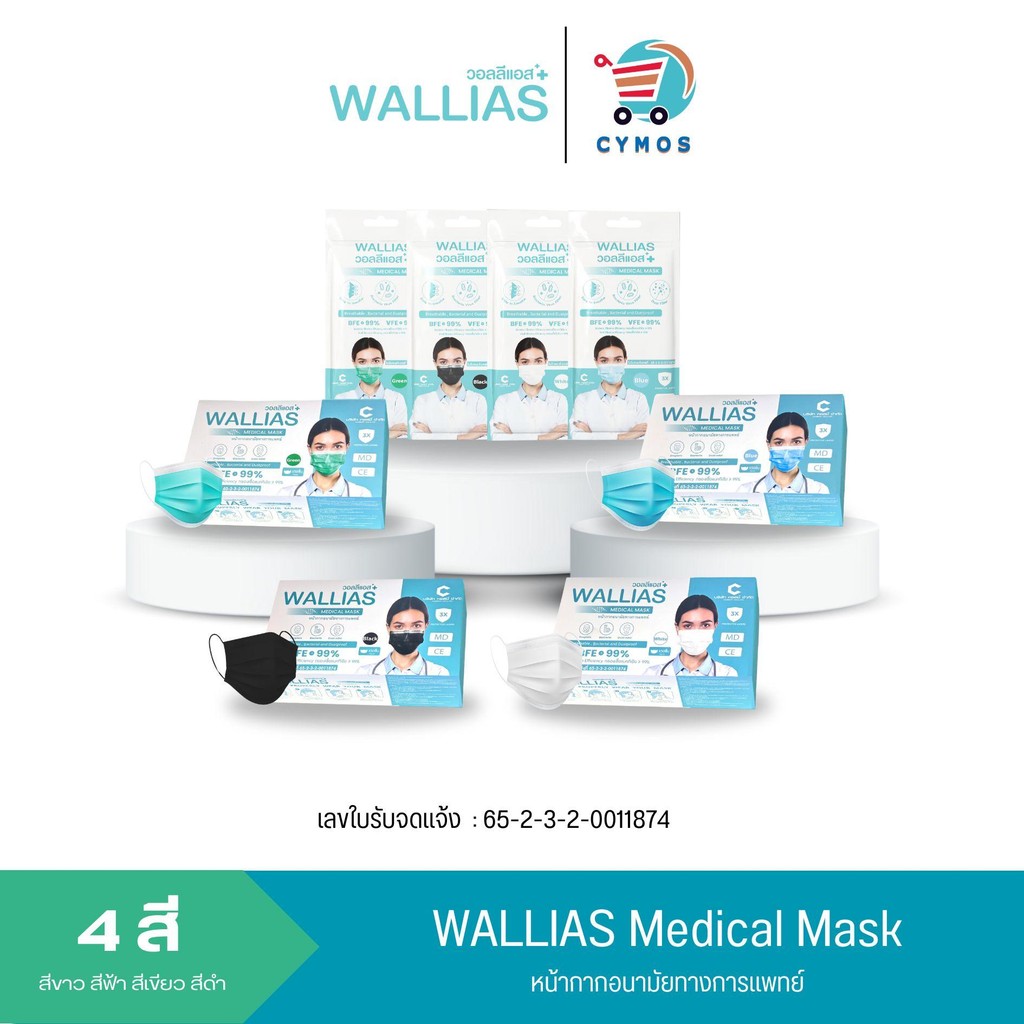[ กล่อง 50 ชิ้น ] WALLIAS Mask หน้ากากอนามัย 3 ชั้น ป้องกันฝุ่นขนาดเล็ก ผู้ใหญ่ | Shopee Thailand