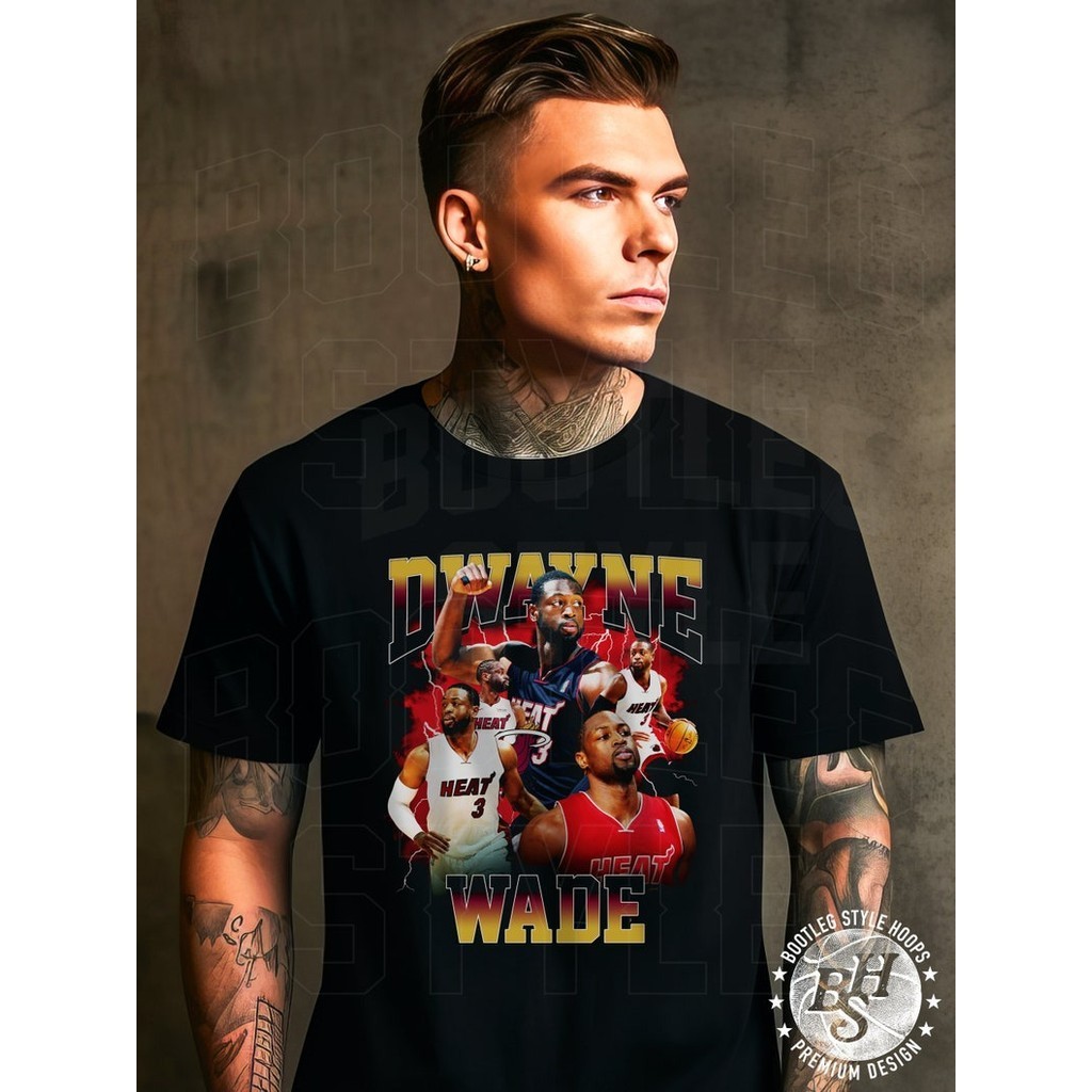 Dwayne Wade 90s bootleg เสื้อ Dwayne Wade vintage เสื้อยืดบาสเกตบอล ...