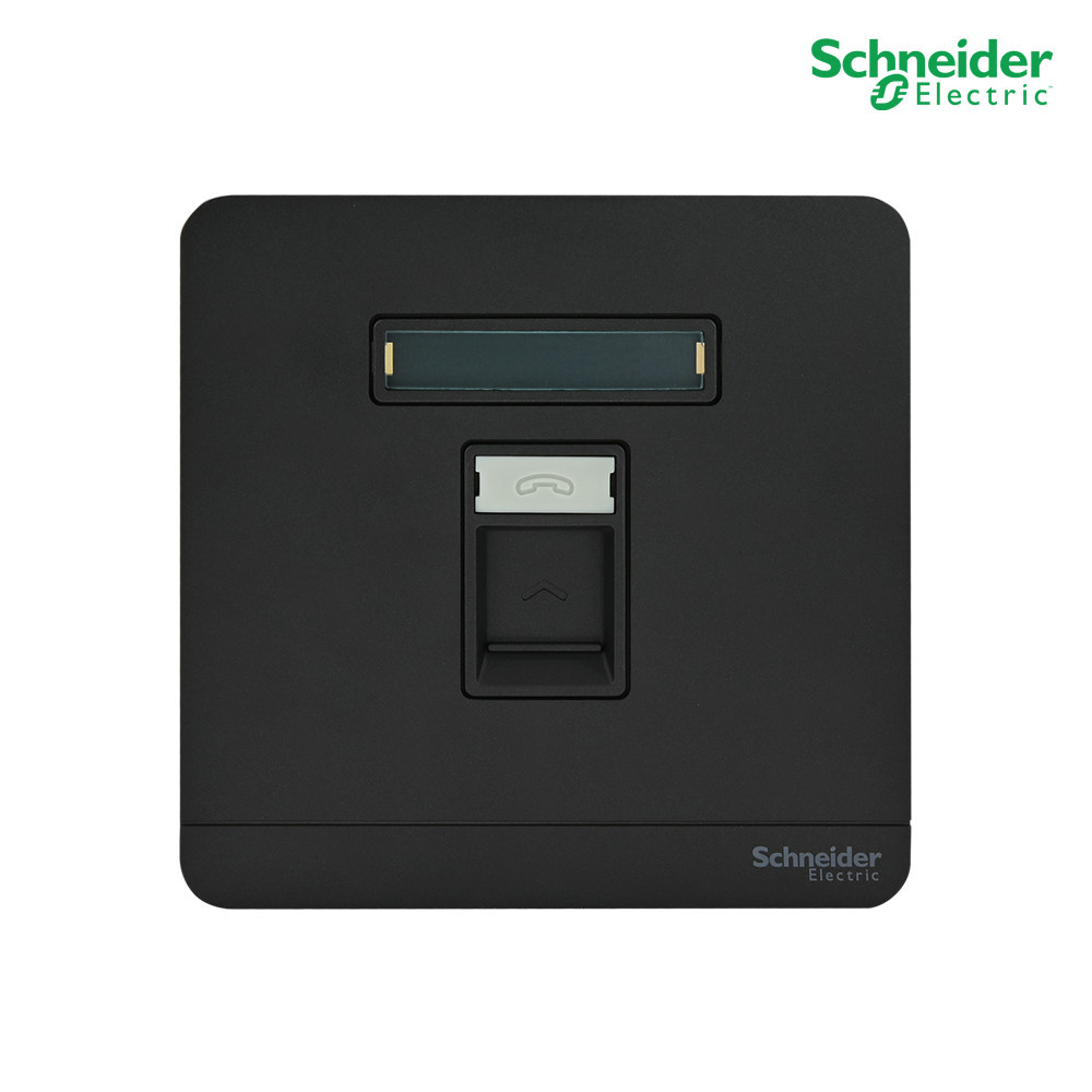 Schneider เต้ารับโทรศัพท์ มีม่านนิรภัย Telephone Socker สีดำ รุ่น ...