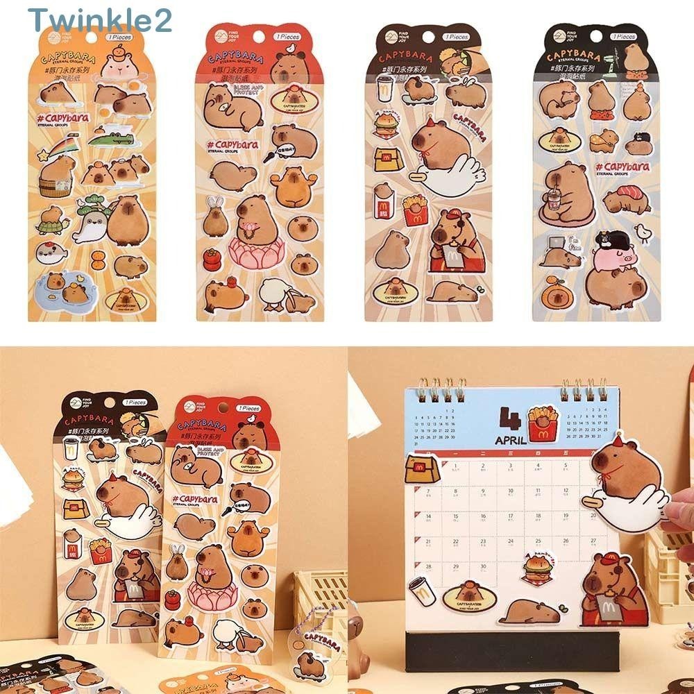 Twinkle น่ารัก Capybara Decals, เครื่องเขียนหลากสีการ์ตูน Capybara สติกเกอร์โฟม, ตลกแล็ปท็อป ...