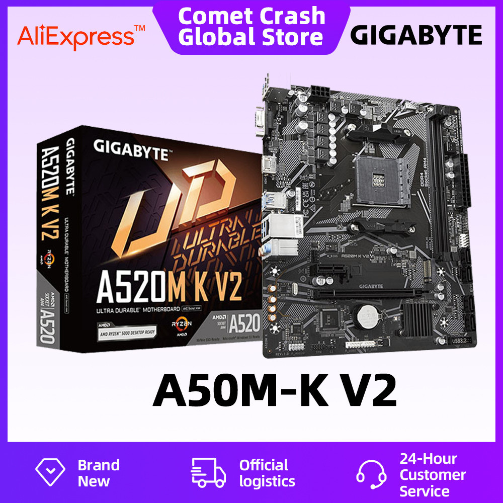 Gigabyte AMD A520M K V2 AMD A520 DDR4 เมนบอร์ดชุดซ็อกเก็ต AM4 เมนบอร์ด ...