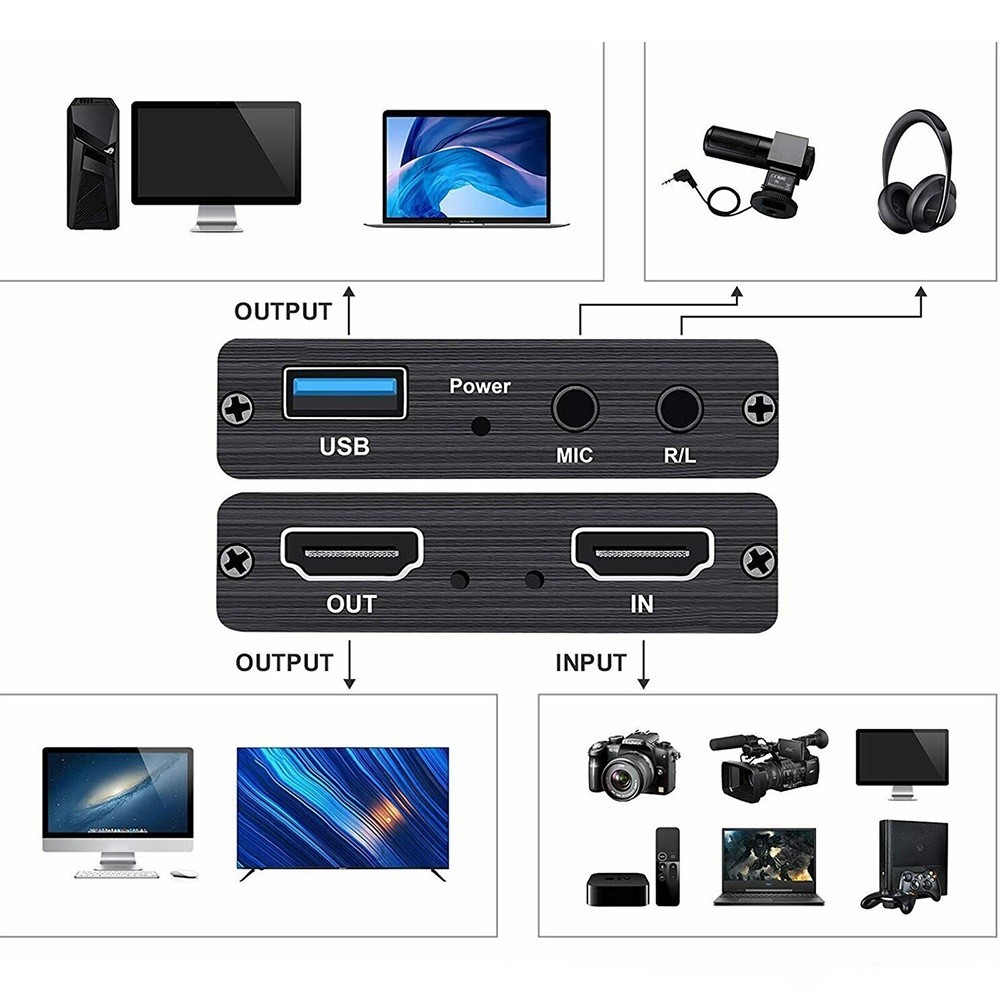 Usb Video Recorder Capture Card 4K 1080p เกมกระดาน HDMI Live Streaming ...